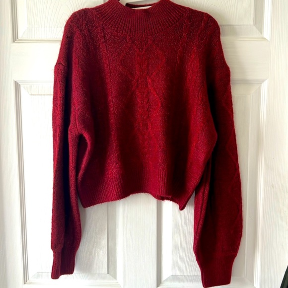 Vigoss | Sweaters | Burgundy Vigoss Crop Cable Knit Sweater | Poshmark
